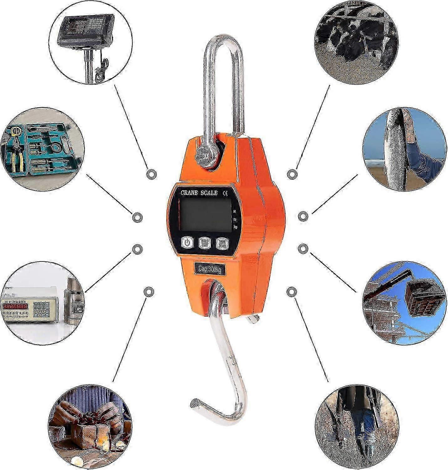 Electronic Scale 300kg Hanging Hook Scale LCD Dynamometer Industrial ...