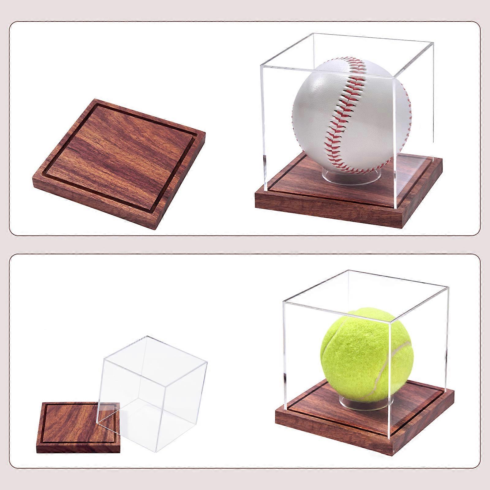 Baseball Display Case Acrylic Stand With Solid Wood Base Display Cubes ...