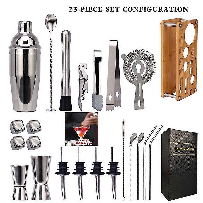 Barman Mixer Kit Stainless steel tool set with 23-piece wine rack 750 ...