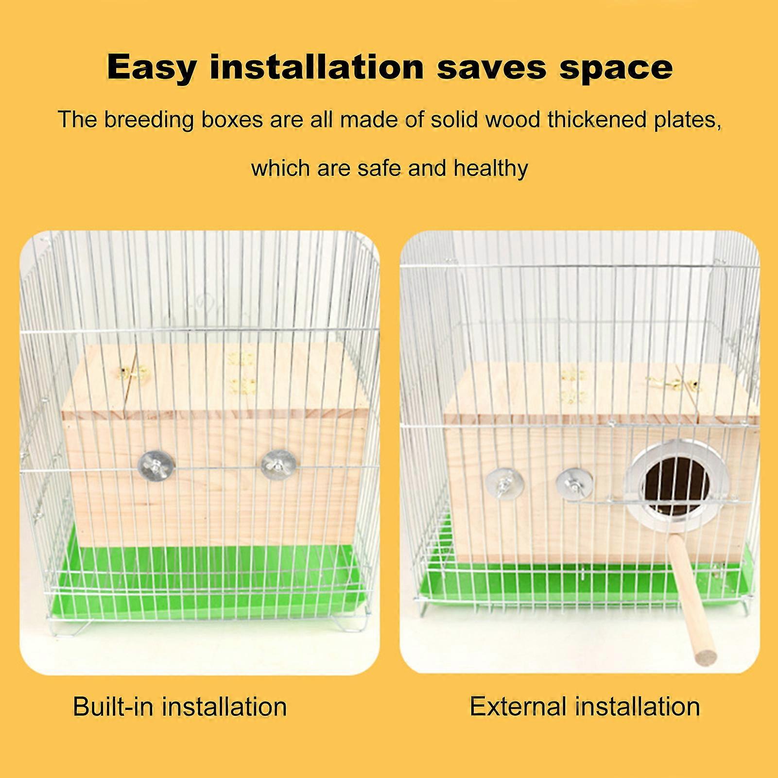 Parakeet Nesting Box Wooden Bird Nest Breeding Box with Perch Bird Cage House for Lovebirds ...