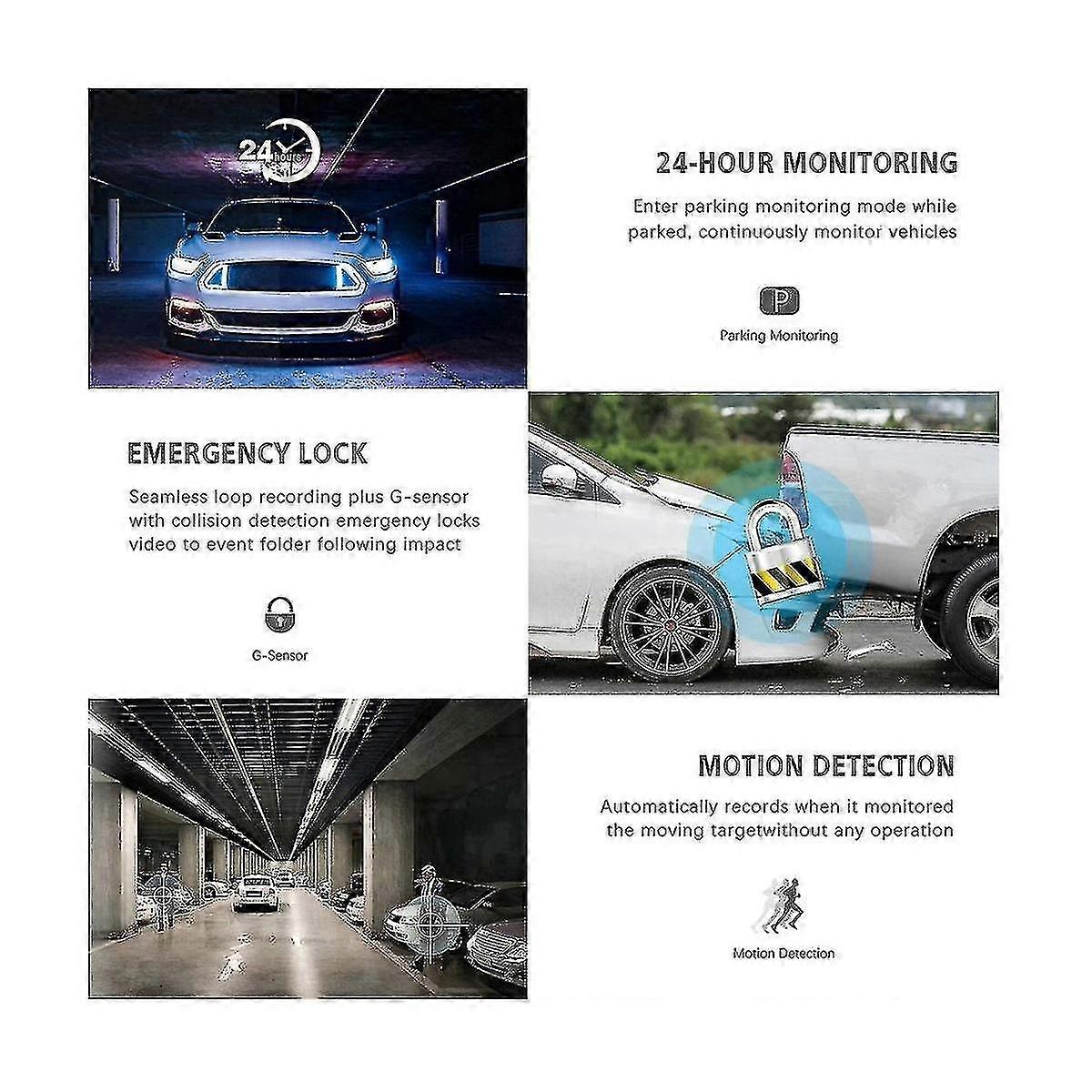 3 Channel Car DVR Camera , 1080P Dash Camera 3 Way Car Camera with IR ...