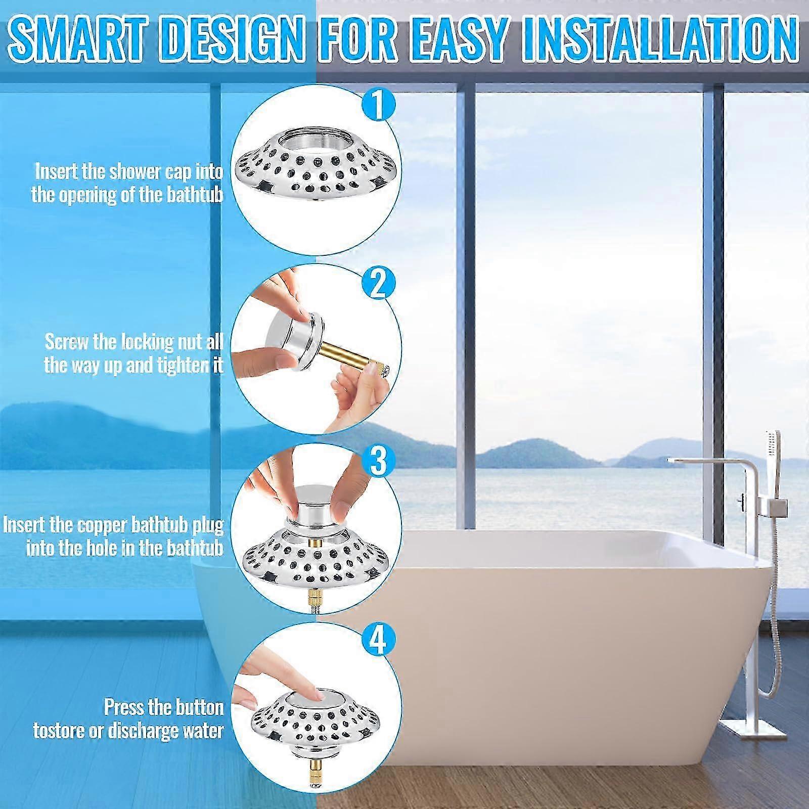 2-in-1 Bath Plug with Hair Strainer, with Filtration Design, Drain ...