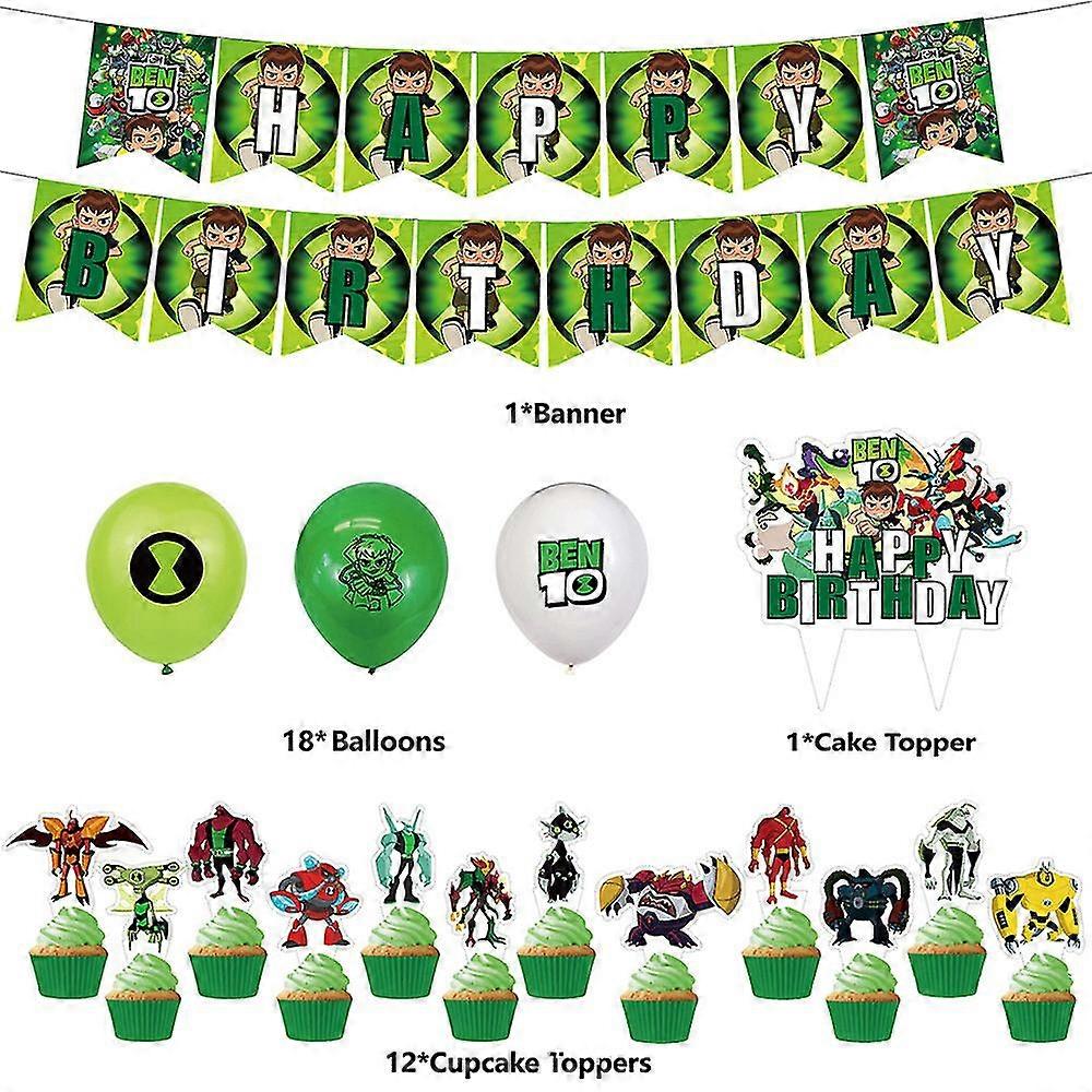 Ben 10 Theme Birthday Party Supplies Kits Banner Balloons Cupcake ...