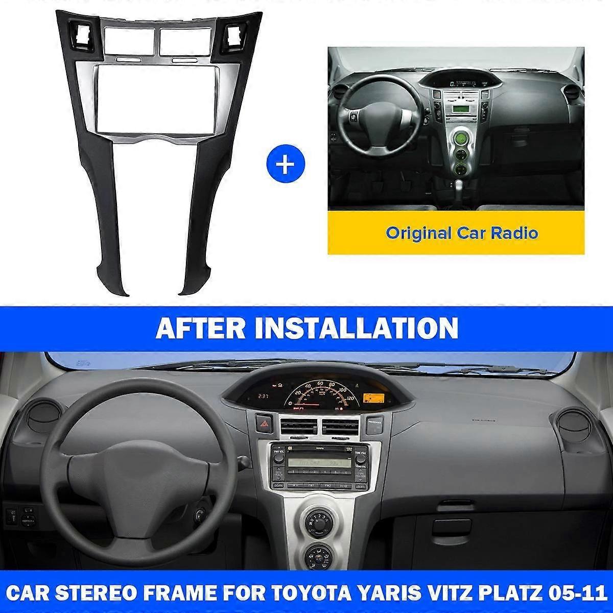 2 Din Car Stereo Frame Trim Kit of Dashboard for Yaris Vitz Platz 2005 ...