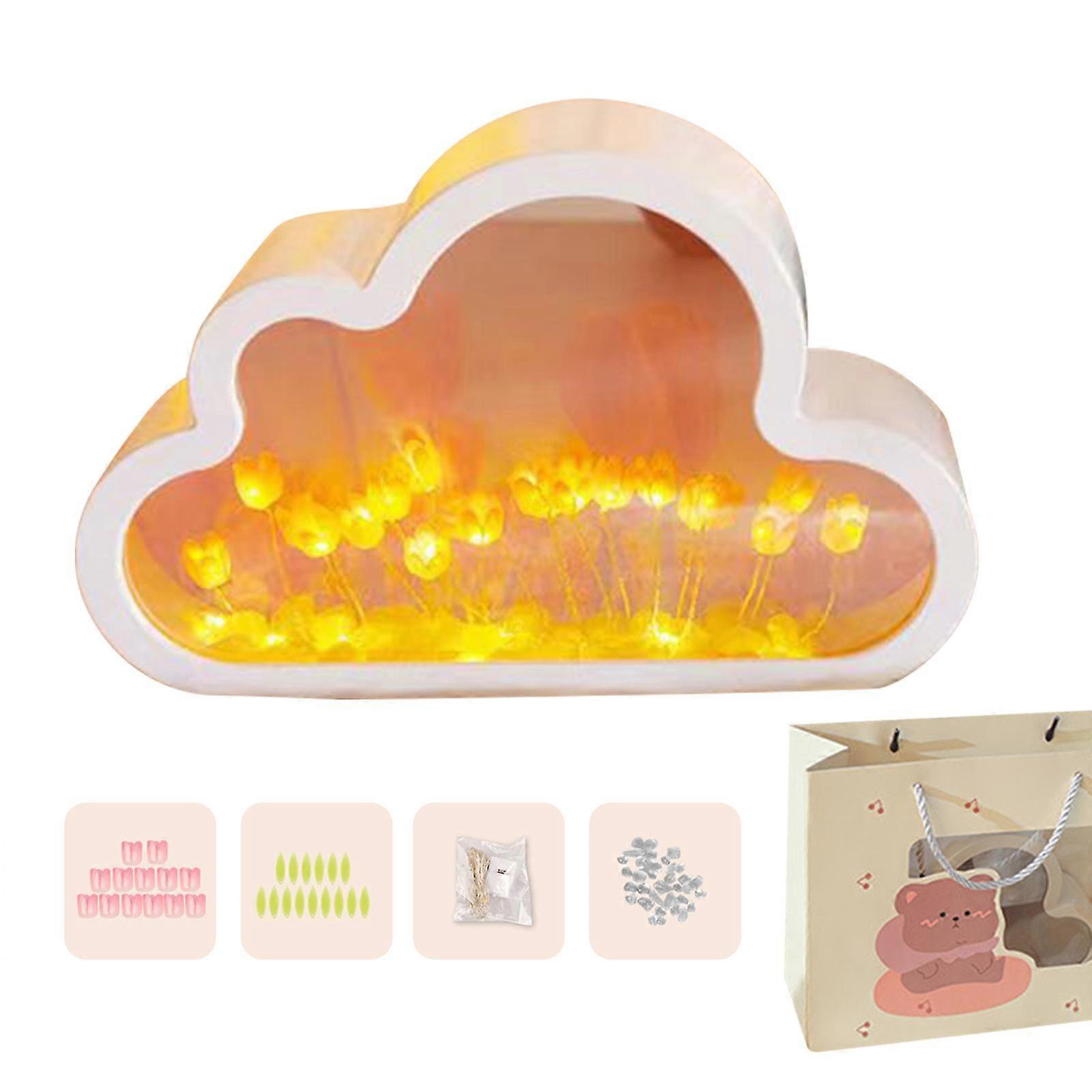 Cloud Mirror Tulip Lamp, Hand Craft Diy Tulips Mirror Night Light | Fruugo UK