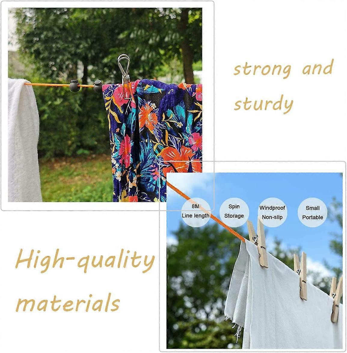 Retractable Clothesline, 2 Pieces Travel Camping Drying Lines 8M ...
