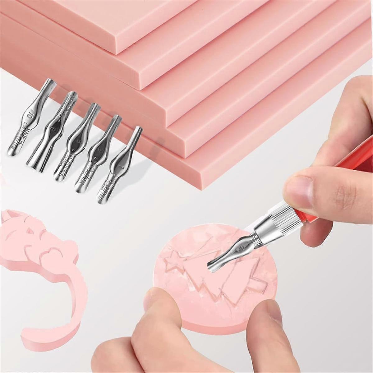 14PCS Rubber Stamp Carving Kit with Linoleum Block Carving Tools for ...