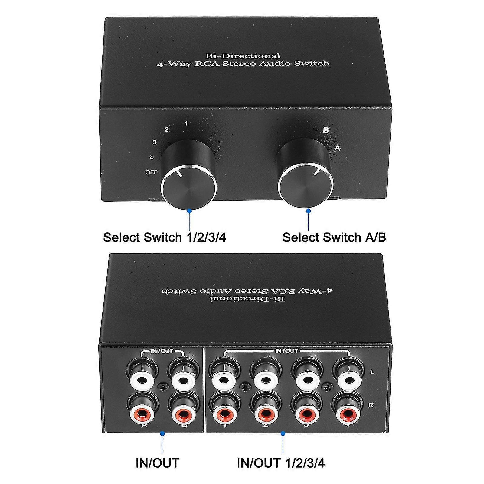Two-way Stereo Audio Switch Rca Distributor Hub 2x4 Signal Selector Switcher | Fruugo NO