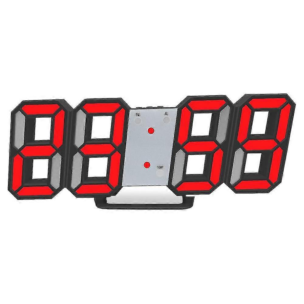 Led Digital Wall Clock 3d Design Larger Numbers Alarm Clock Time Clock ...