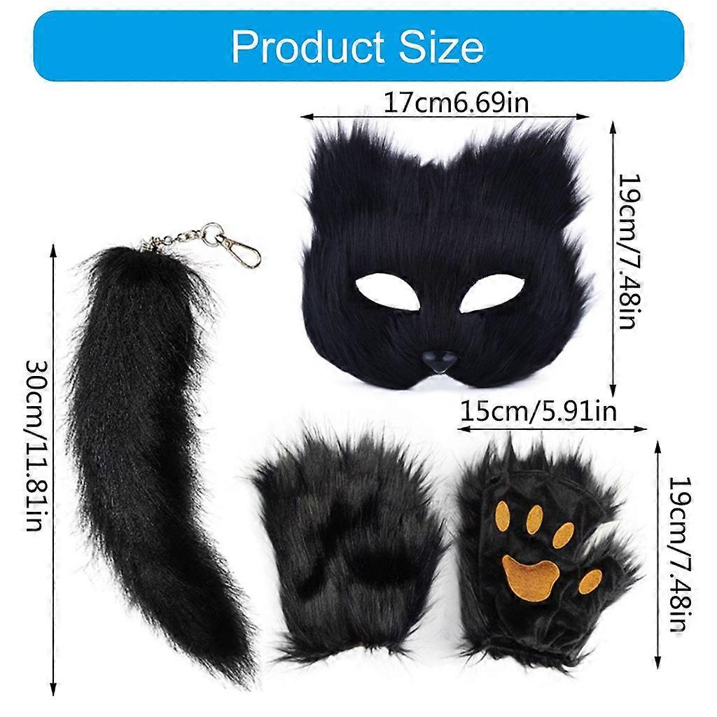 Foxes Face Cover Foxes Tail Gloves Animal Face Cover Halloween Costume ...