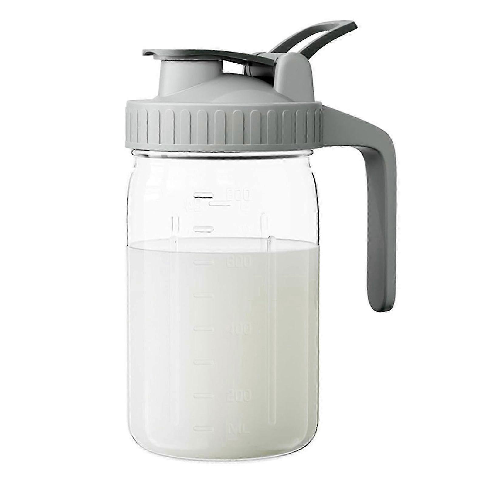32oz Glass Mason Jar Pitcher with Flip Cap Lid & Pour Spout - Leak ...