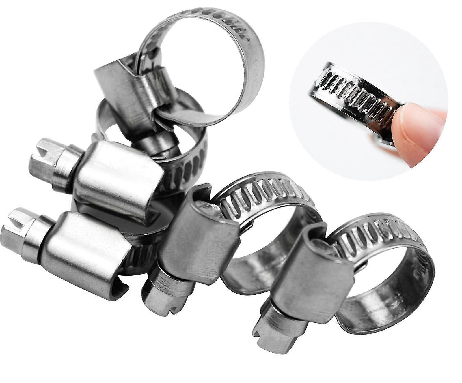10 Pcs 8-16mm Adjustable Stainless Steel Hose Clamps for Securing Hose ...