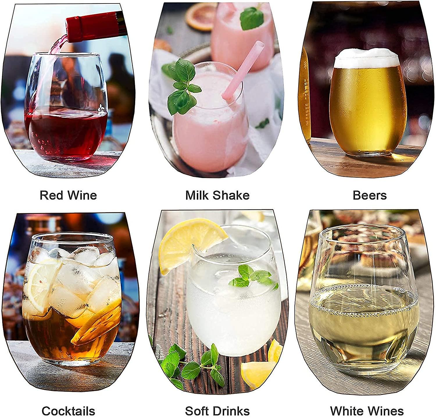 Stemless Wine Glasses Clear Drinkware Glasses Set Of 4 Summer Drinks ...