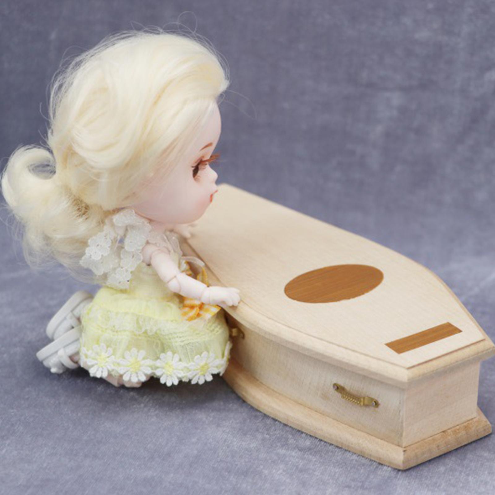 Miniature Wooden Coffin Model Mini Dollhouse Coffins Box Wood Crafts ...