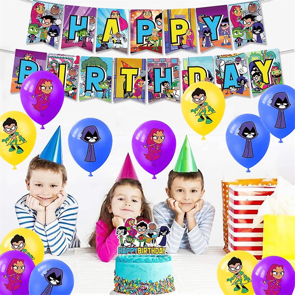 Teen Titans Go Theme Kids Happy Birthday Party Decoration Supplies ...