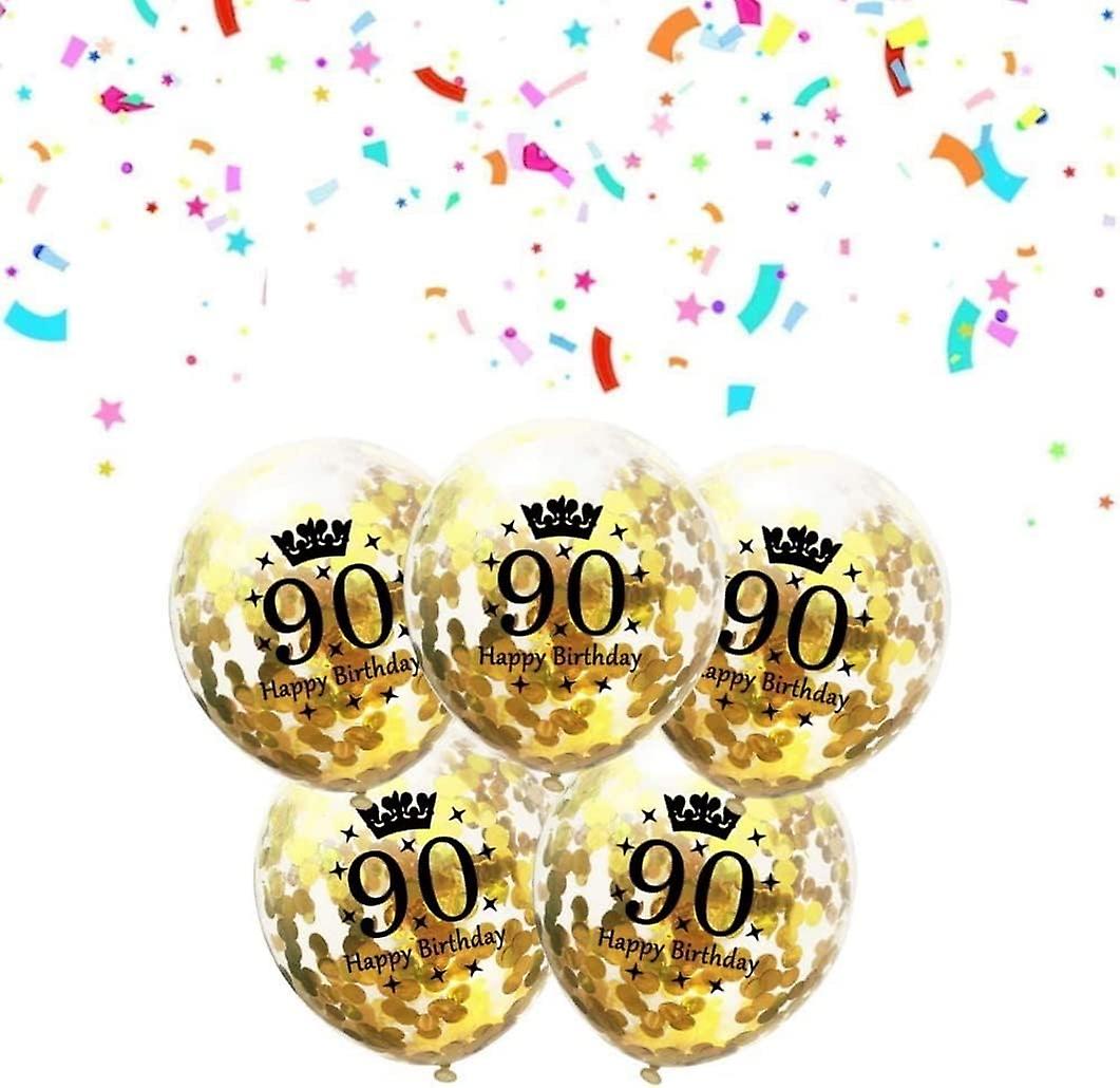 Number Balloons 90 Gold - 90th Birthday Decorations Balloons 12 Inch ...