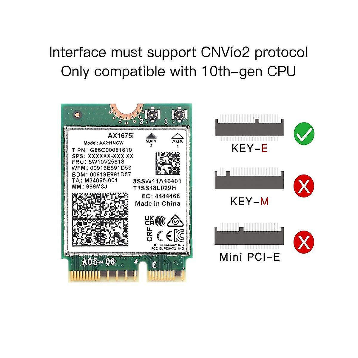 Ax1675i Wifi +with 8db Antenna Wifi 6e M.2 Key E Cnvio 2 2.4g/5g/6ghz ...