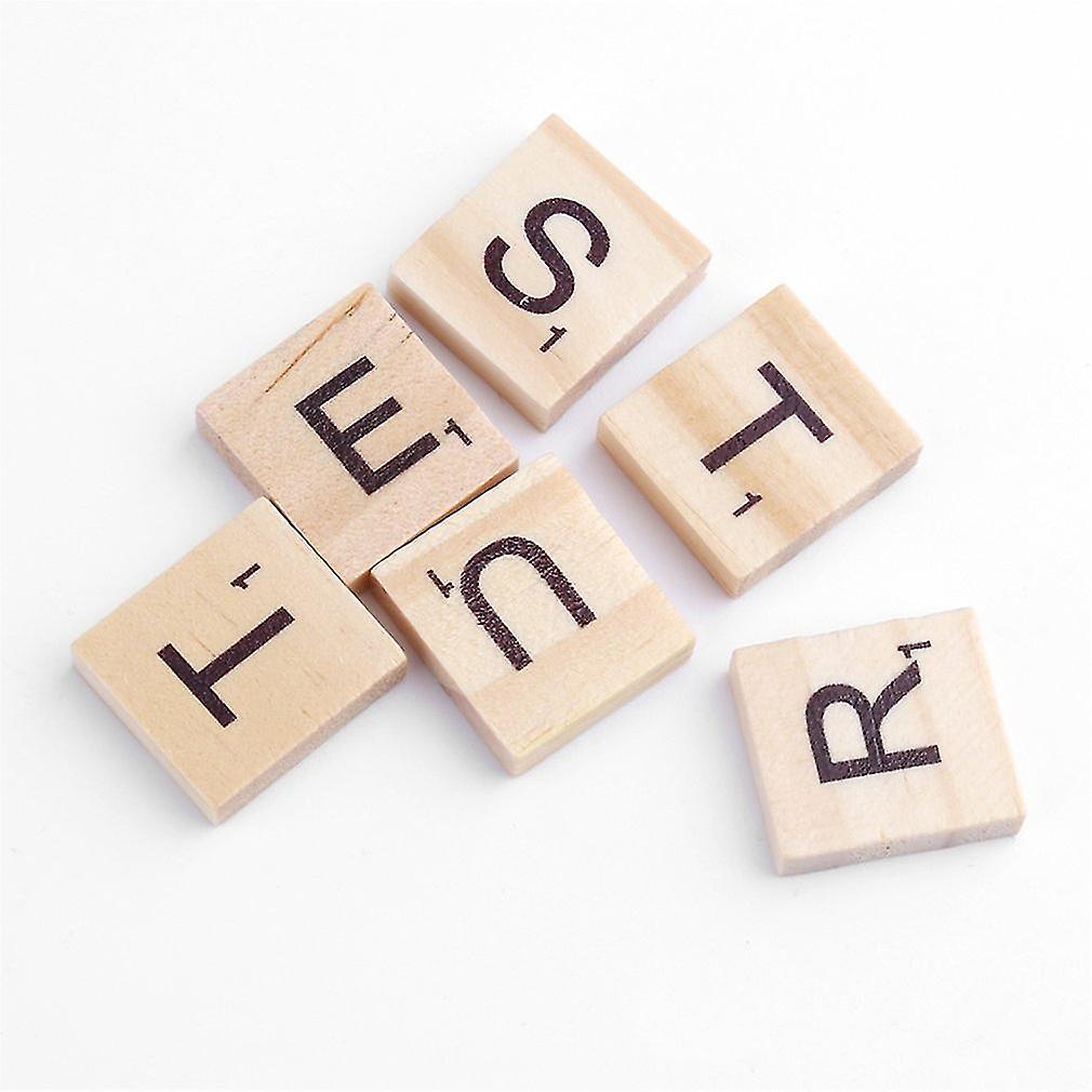 100pcs Wooden Alphabet Tiles Black Letters & Numbers For Scrabble ...