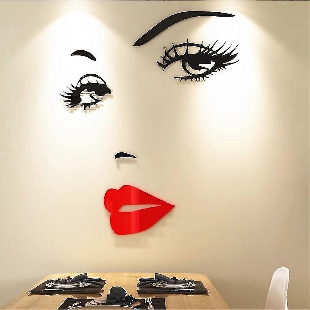 3d Acrylic Wall Stickers Woman Face Mirror Wall Decal Posters Beauty ...