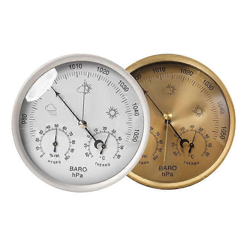 Barometer, weather station with barometer and thermometer, three-piece ...