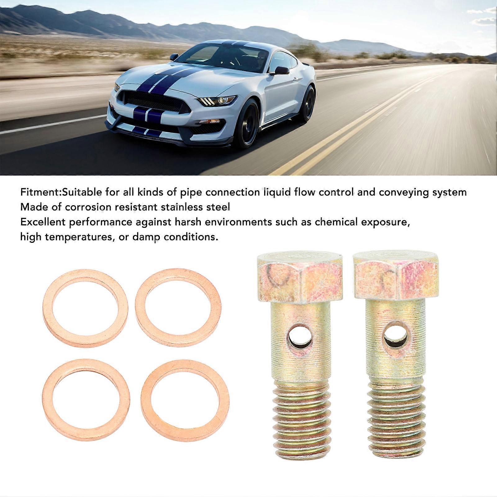 Pair of M10x1.5 Caliper Brake Hose Banjo Bolt Set Stainless Steel Brake ...