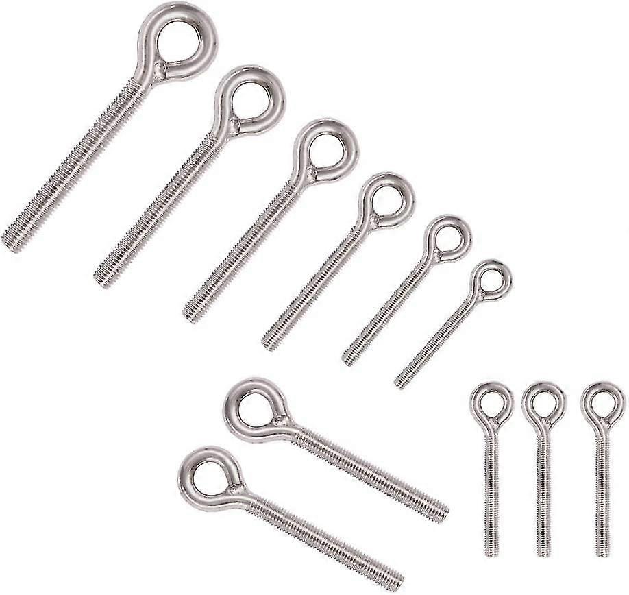 M6 304 Stainless Steel Long Ring Screw Threaded Rod Ring Bolt 10pcs ...