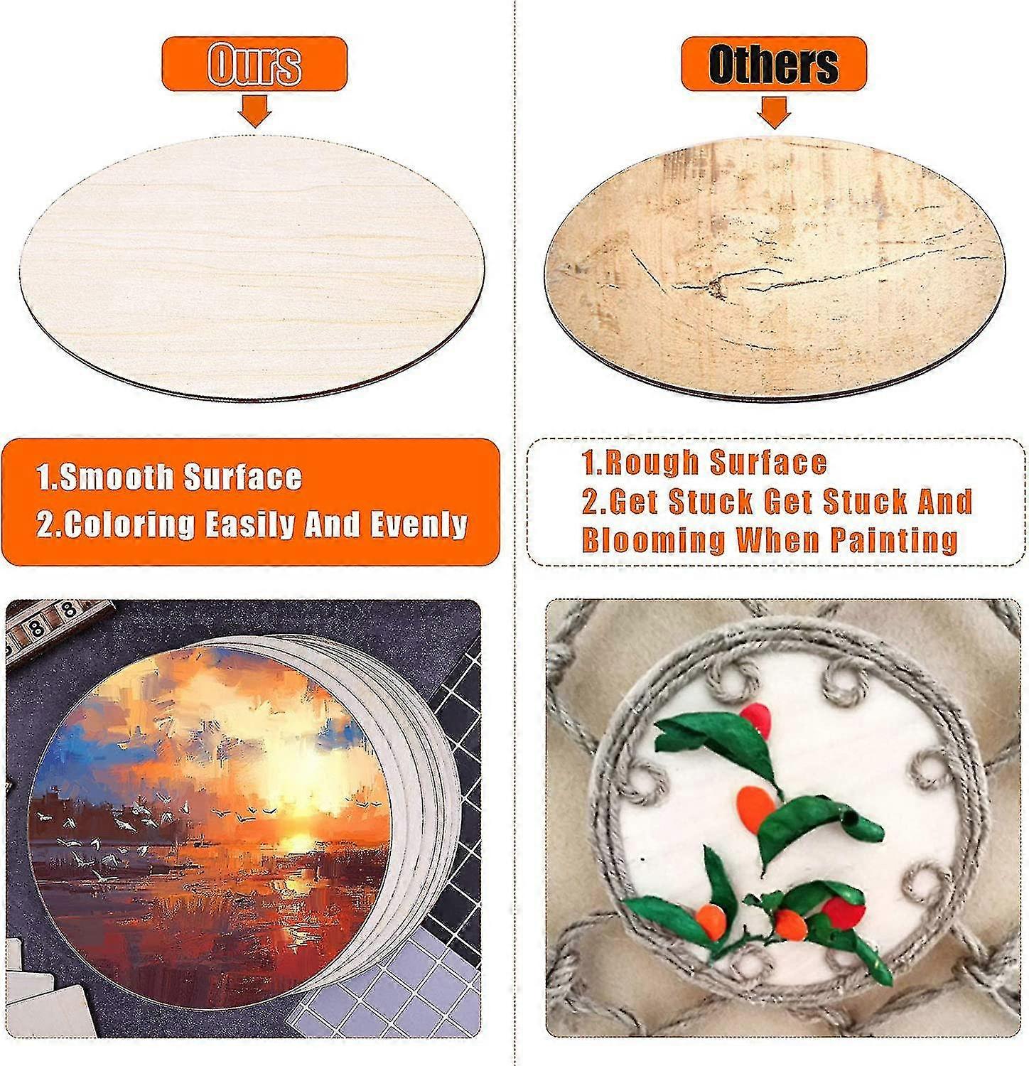 Round Wooden Plates For Crafts, Set Of 5 14" Wooden Circles Unfinished ...