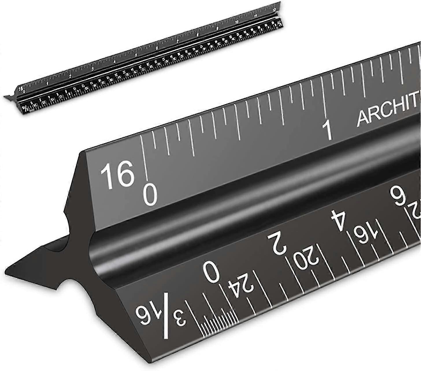 Architectural Scale Ruler, Imperial Measurements 12'', Laser-etched Aluminum Architect ...
