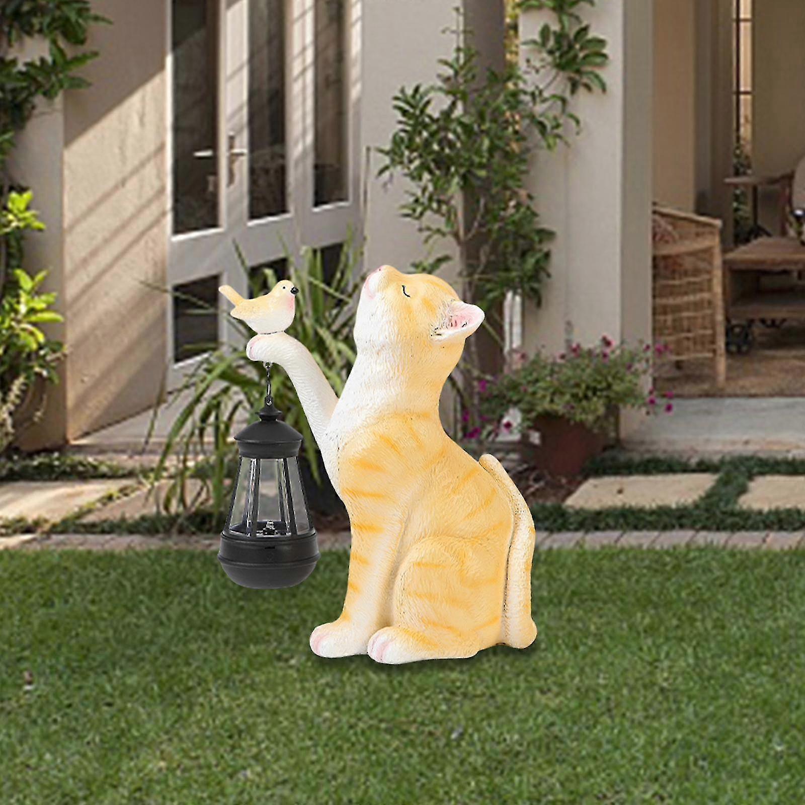 Cat Solar Light Cat Outdoor Statue Gifts Landscape Lamp Resin With ...