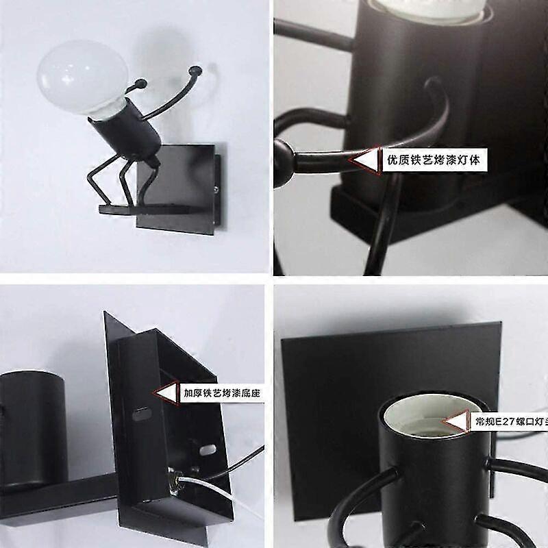 Robot Wall Lamp,creative Little Iron Man Wall Light,retro Cartoon Wall ...