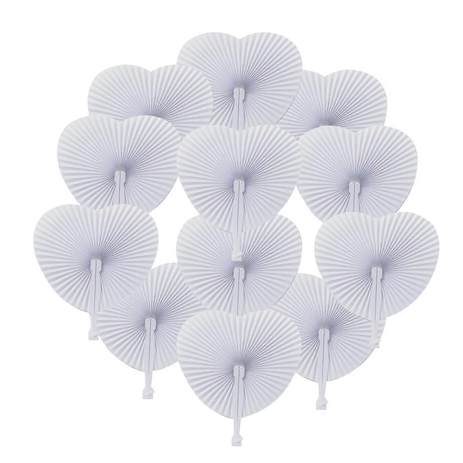 12 Pcs Foldable Fan Handheld White Decorations Wedding Folding Fans ...