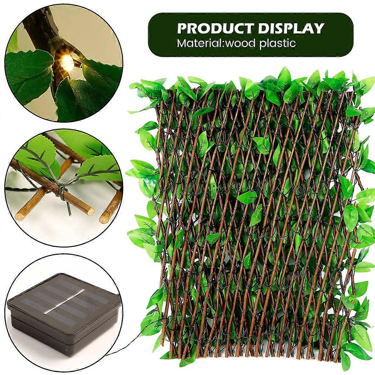 Expandable Fence with Solar Light String Stretchable Foliage Privacy ...