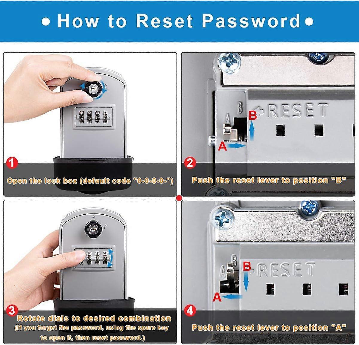 Secure Large Key Box with Code & Emergency Keys, Wall-Mounted Key Box ...