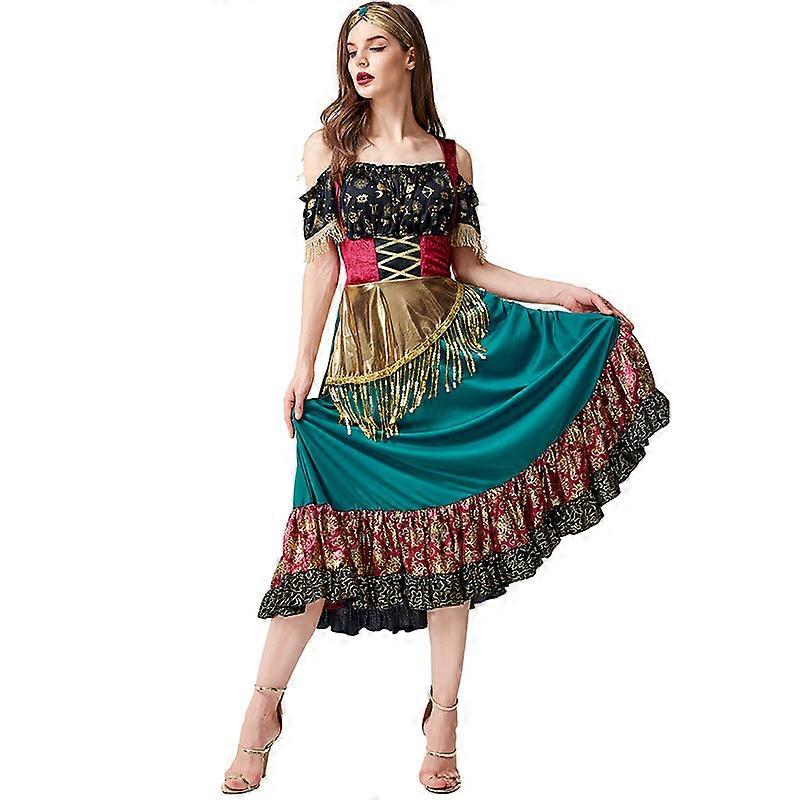 Women Starlight Gypsy Dress Carnival Flamenco Dancer Costume Women Stage Performance Party ...