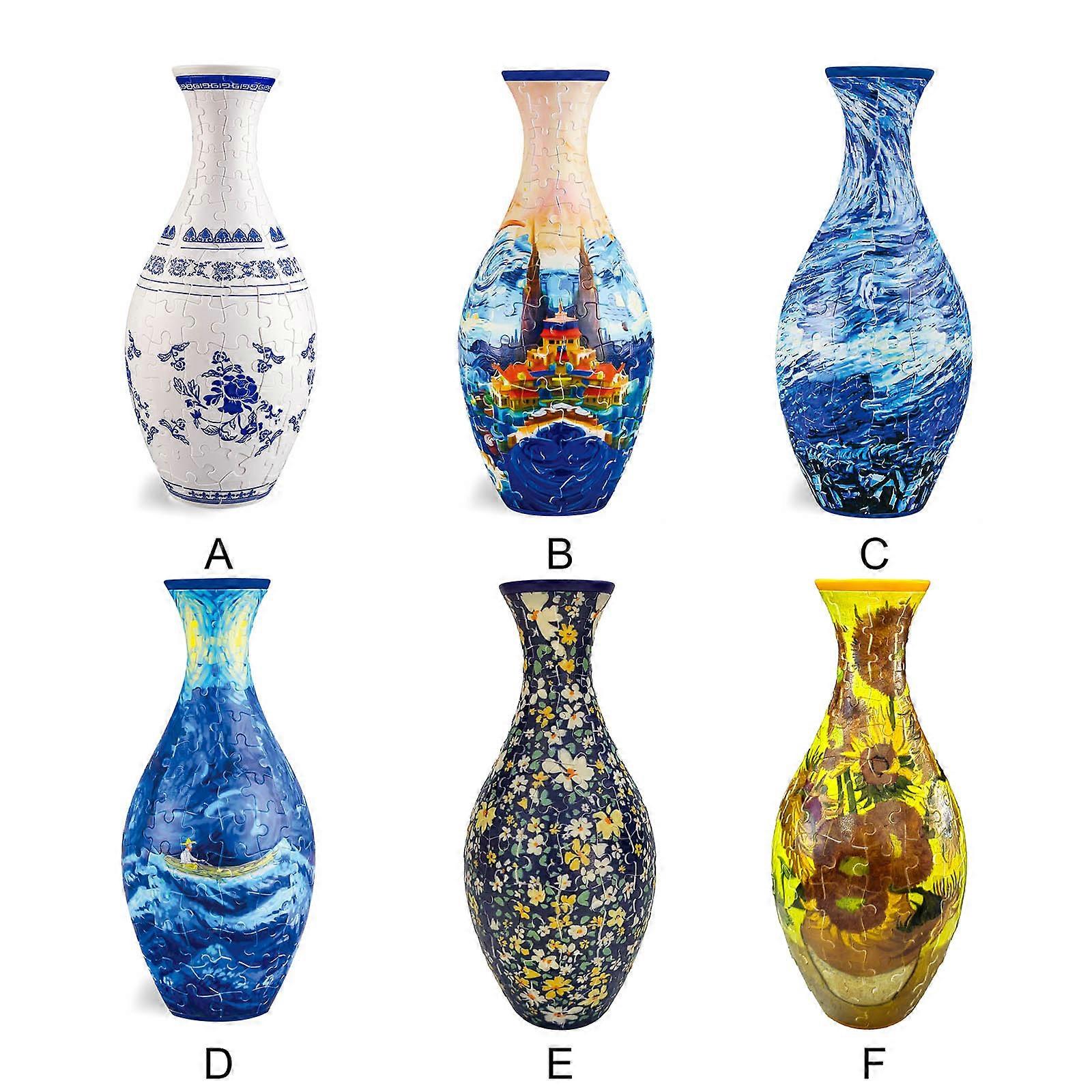 3D Puzzle Vase Unique Flower Vase Made by 160 Curved Plastic Puzzle ...
