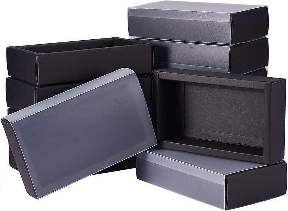 12 Packs Large Black Kraft Paper Gift Box Rectangle Paper Drawer Box ...