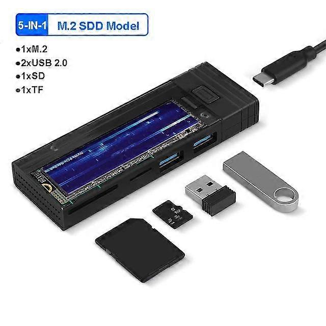 5 In 1 USB C Hub M2 NVMe SATA SSD Case NGFF SSD Enclosure HDD Box SD TF ...