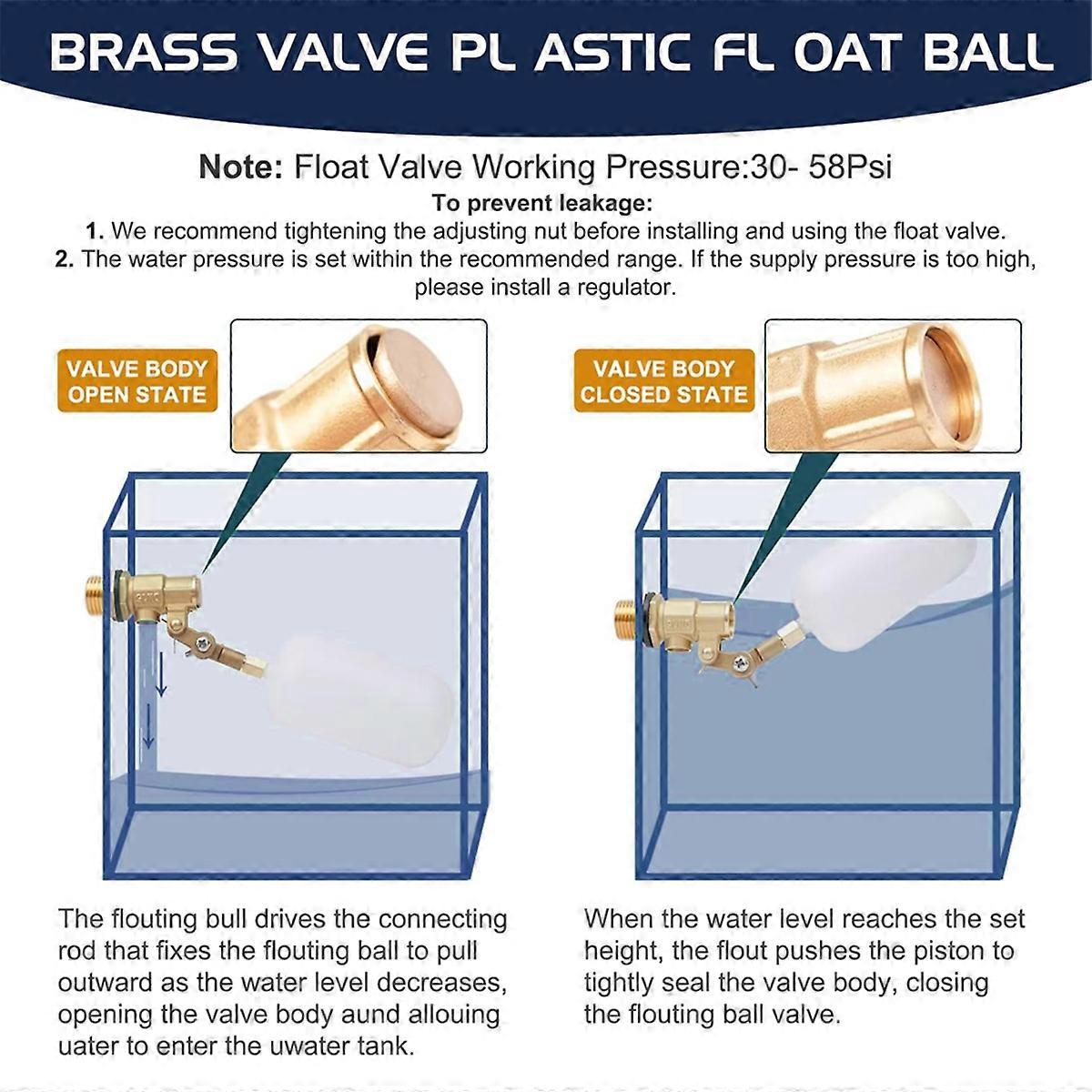 2 Pack Water Float Valve 1/2 Inch, Brass Float Ball Float with ...