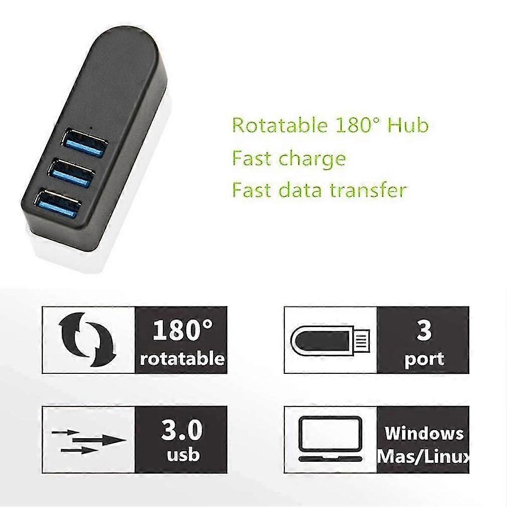 Usb 3.0 Hub 90/180 Degree Rotatable Usb Splitter Usb To Usb Adapter ...