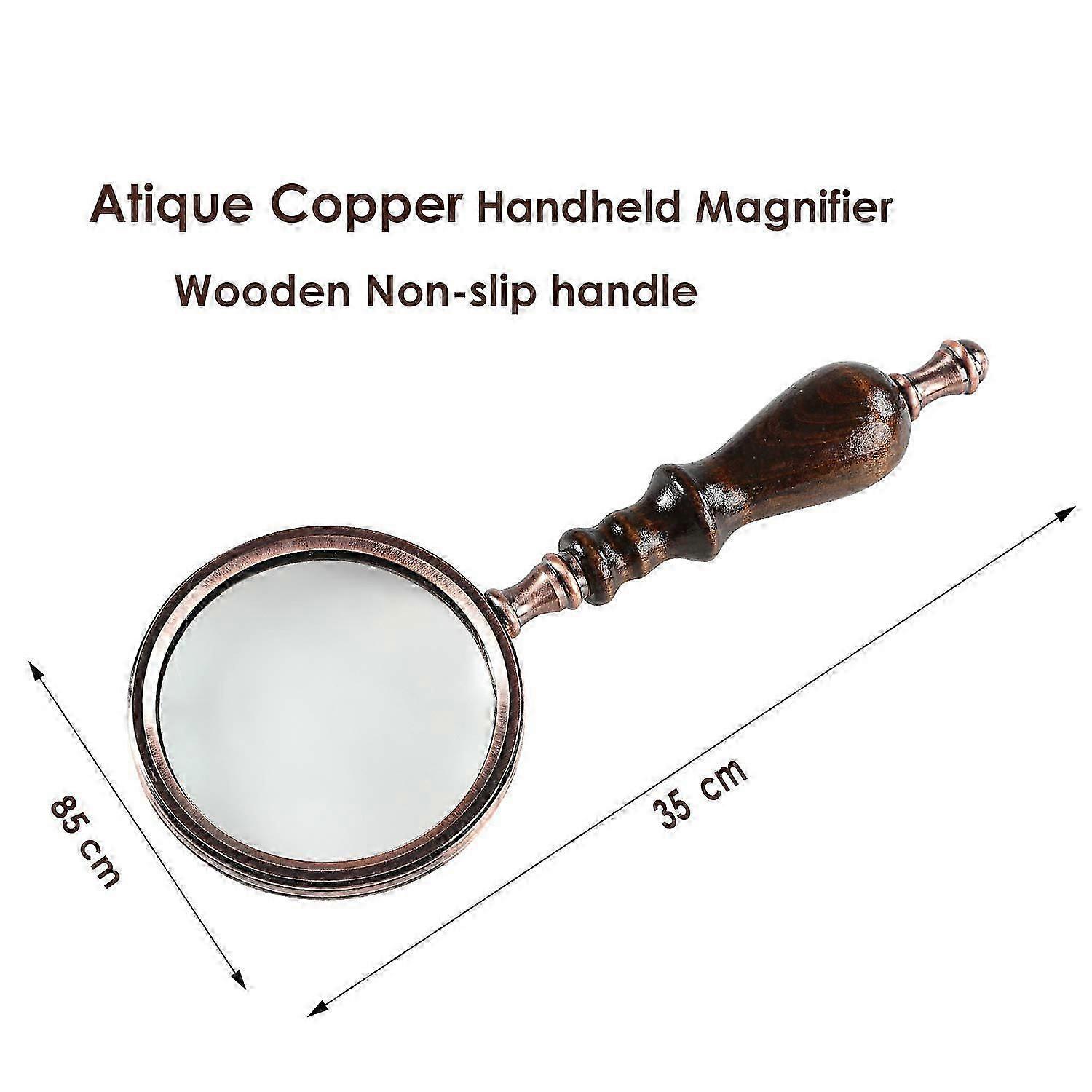 10x Handheld Magnifying Glass With Handle, Antique Copper Magnifier ...