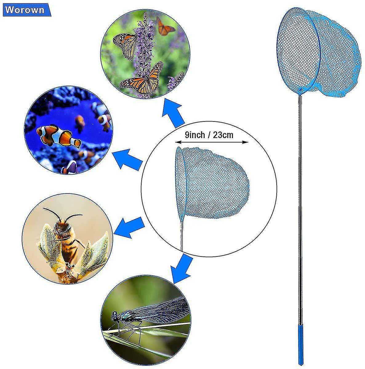 1 Pack Telescopic Butterfly Nets, Extendable Fishing Nets With 1 ...