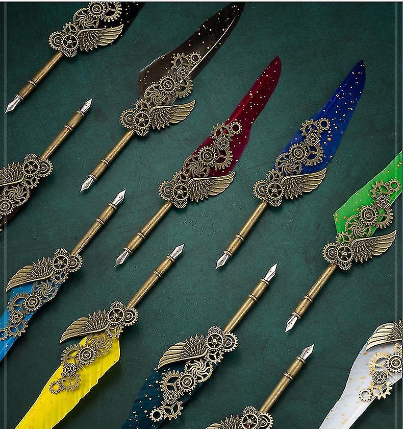 Vintage Feather Dip Pen Skrivbläck Set Vintage Feather Pen Business ...