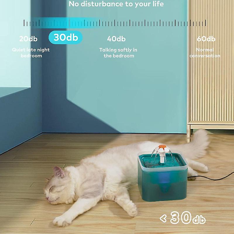 Cat Fountain, Ultra Silent Cat Fountain 64 oz/2 Liters with LED Lights ...