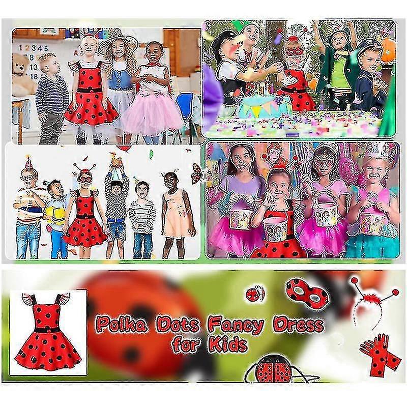 Girls Ladybug Costume Set Kids Ladybird Princess Dress Carnival Cosplay ...