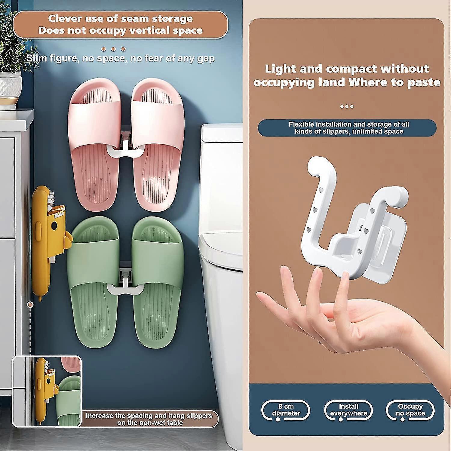 3pcs Bathroom Slippers Rack, Multifunctional Shoe Rack, Wall Hanging No ...