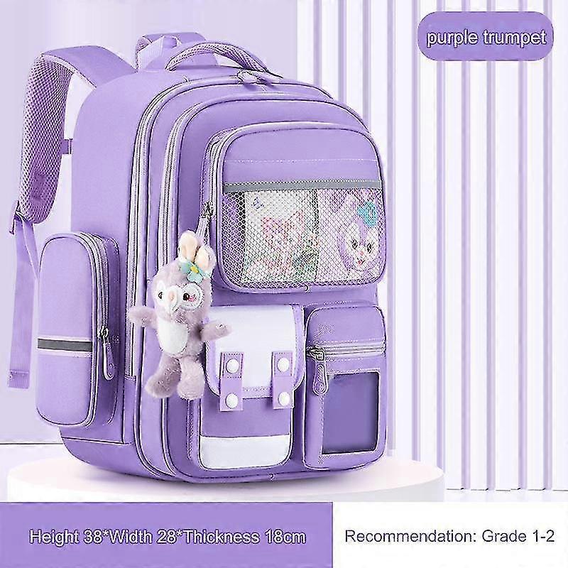 Purple Small Backpack, Children's Large-capacity Lightweight Spine ...