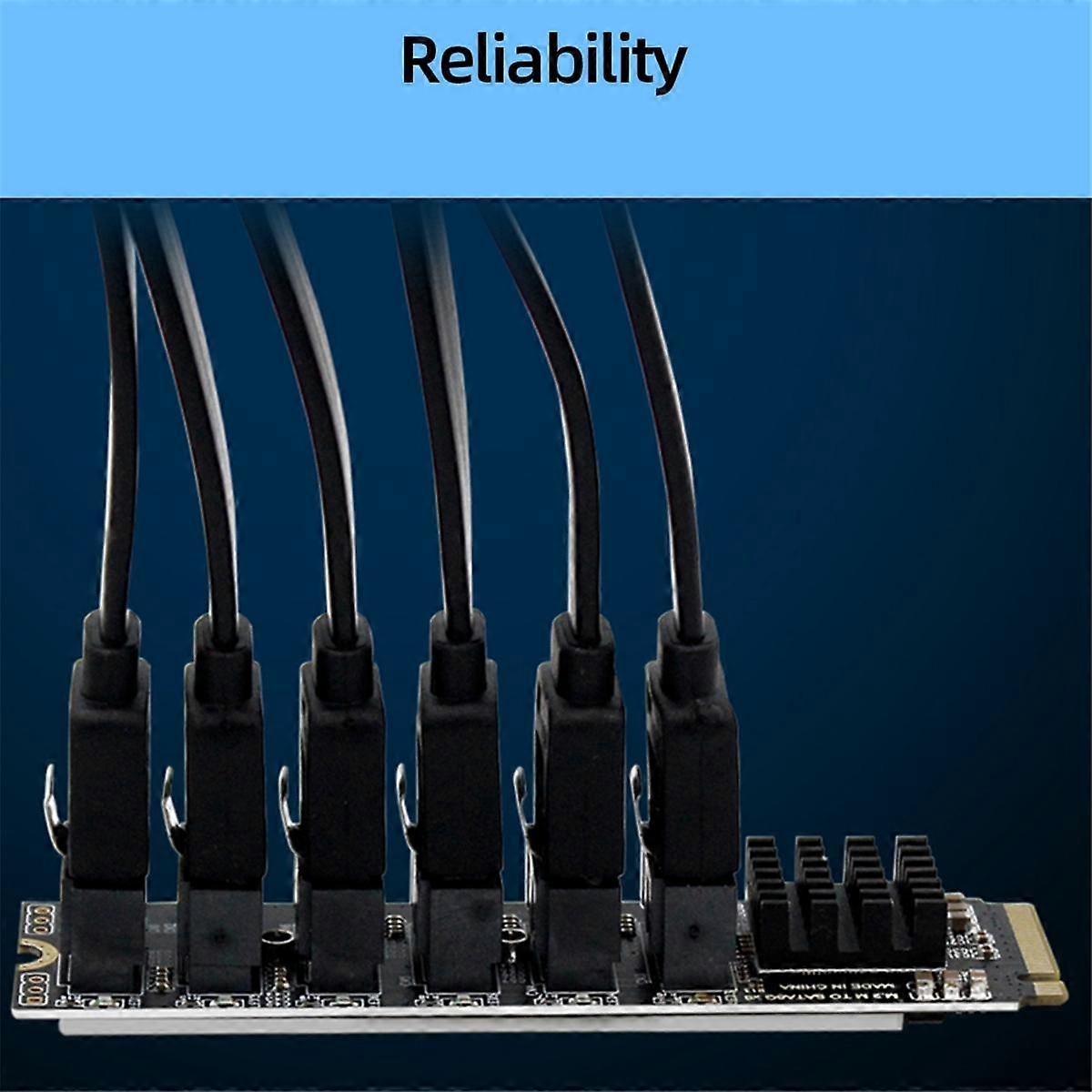 M.2 NVME PCI-E PCIE X4 X8 X16 to 6 Port 3.0 SATA Adapter Card Riser ...