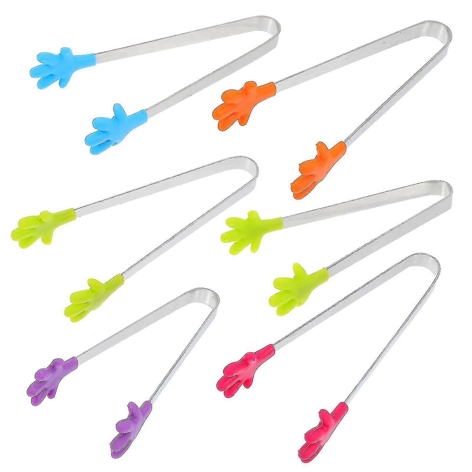 18 Pcs Adorable Kids Food Tongs Stainless Steel Silicone Sugar Tongs ...