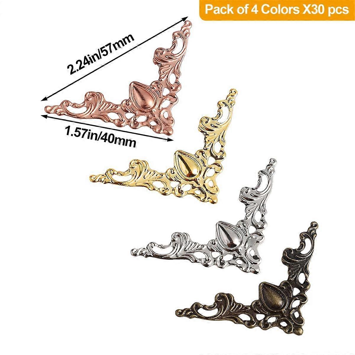 120PCS Metal Book Corner Protector, 4 Colors Iron Guard Edge Cover ...