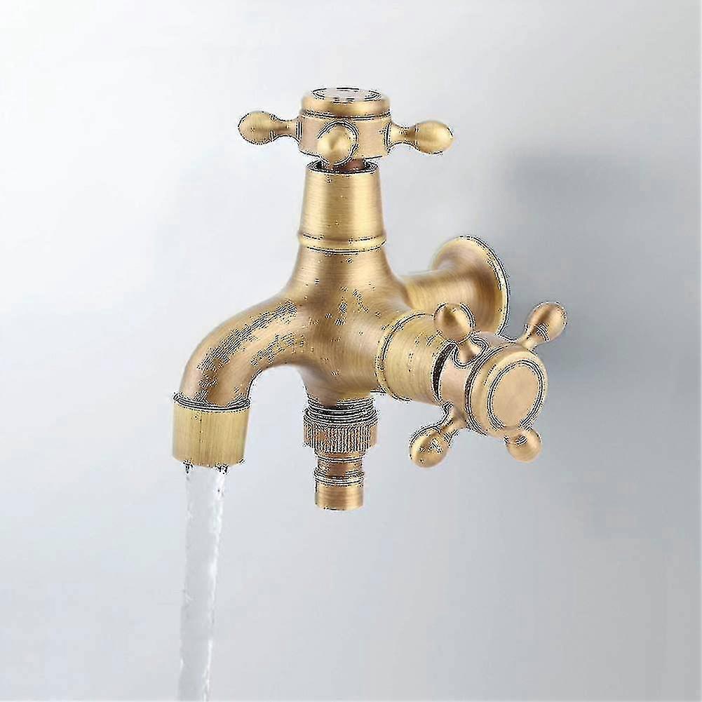 Outdoor Old Style Tap, Garden Retro Copper Water Tap With Double Spout ...